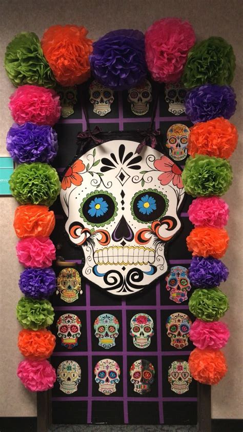 Pin By Sheila Merary On Dia Muertos Halloween Classroom Door Decor
