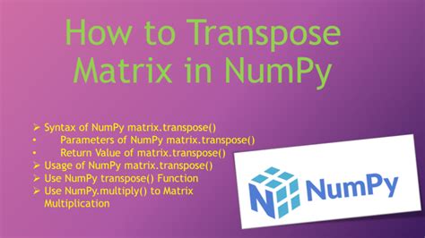 How To Transpose Matrix In Numpy Spark By Examples