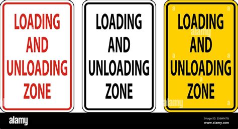 Loading And Unloading Zone Sign On White Background Stock Vector Image
