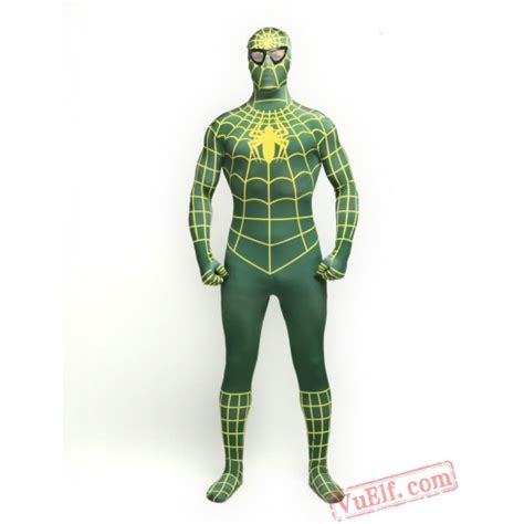 Green Spiderman Costumes Zentai Suit Spandex Bodysuit