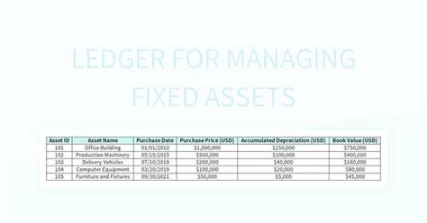 Effective Techniques For Managing Fixed Assets Using A Ledger Excel