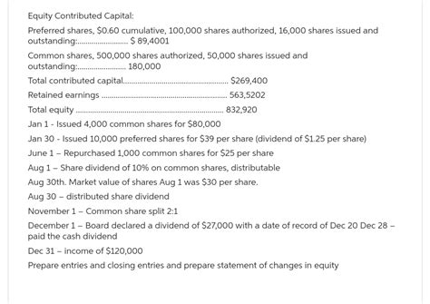 Answered Equity Contributed Capital Preferred Bartleby