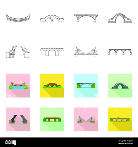 Isolated Object Of Connection And Design Sign Collection Of Connection And Side Stock Vector