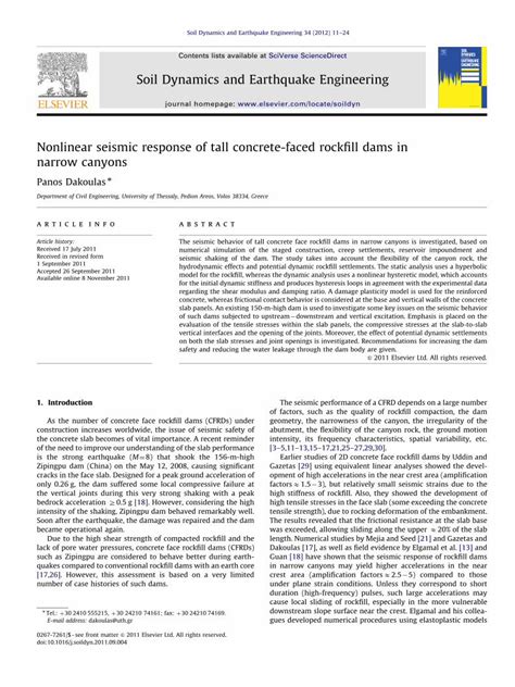 Pdf Nonlinear Seismic Response Of Tall Concrete Faced Rockfill Dams