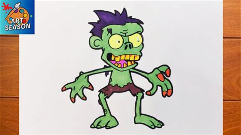 How To Draw A Zombie Cartoon Step By Step Youtube