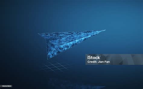 파란색 선 3d 렌더링이 있는 종이 평면 0명에 대한 스톡 사진 및 기타 이미지 0명 3차원 형태 Launch Party Istock