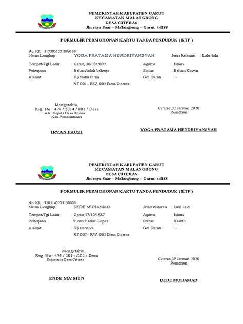 Formulir Ktp 2020 Pdf