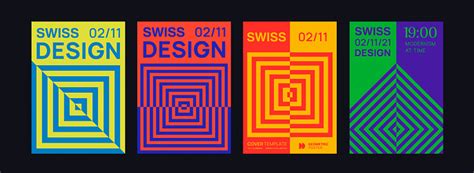 스위스 디자인 포스터 세트 정사각형 기하학적 모양 패턴 벡터 디자인 현대 바우하우스는 템플릿을 커버합니다 0명에 대한 스톡 벡터