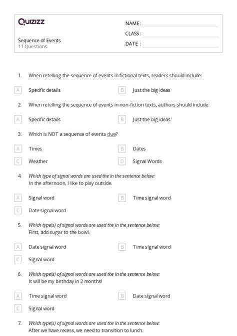 50 Sequencing Events Worksheets For 3rd Class On Quizizz Free