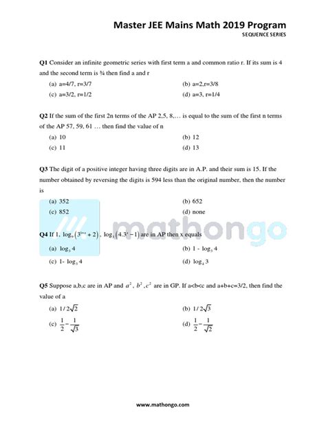 assignment 1 sequence series mathongo pdf summation mathematical