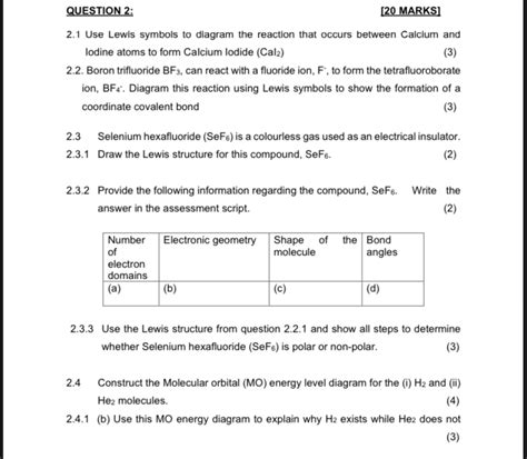 Solved Question 2 20 ﻿marks 21 ﻿use Lewis Symbols To