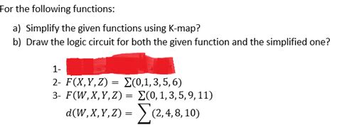 Solved For The Following Functions A Simplify The Given