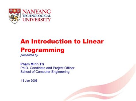 An Introduction To Linear Programming Ppt