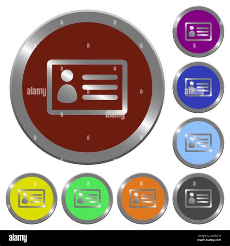 set of color glossy coin like id card buttons stock vector image and art