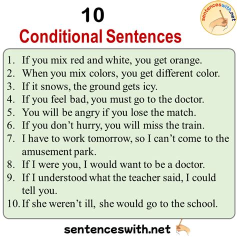 10 Conditional Sentences Conditional If Clauses Examples Sentences SentencesWith Net