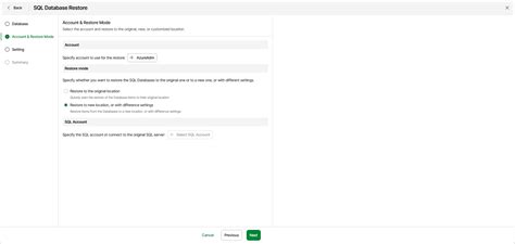 Step Specify Account And Restore Mode Veeam Data Cloud For Microsoft Azure