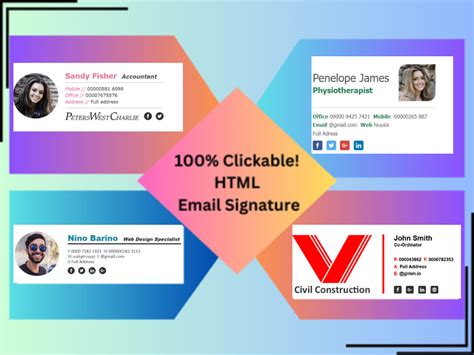 Professional Clickable And Html Email Signature In Only 3 Hour Upwork