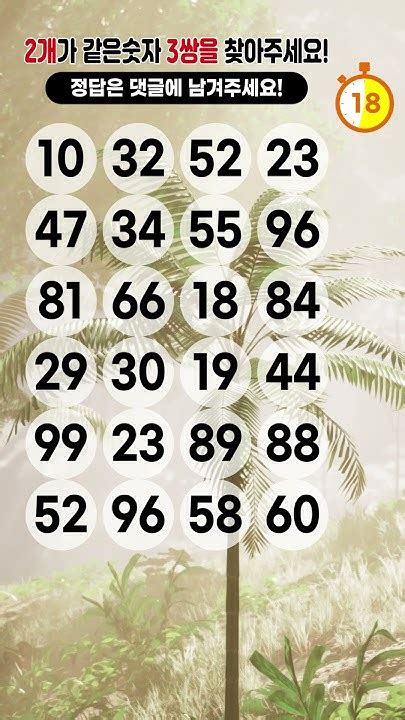 같은숫자 3쌍 찾기 515치매예방 관찰력 집중력 두뇌운동 테스트 Youtube