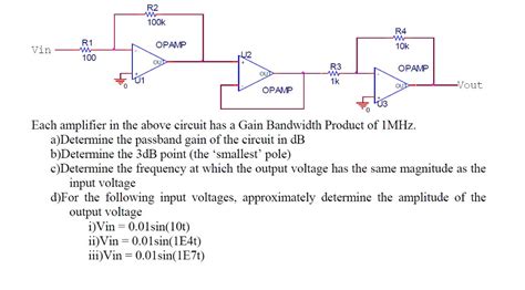 Solved Each Amplifier In The Above Circuit Has A Gain Chegg