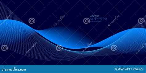 Curve Shape Flow Vector Abstract Background In Dark Blue Gradient Dynamic And Speed Concept