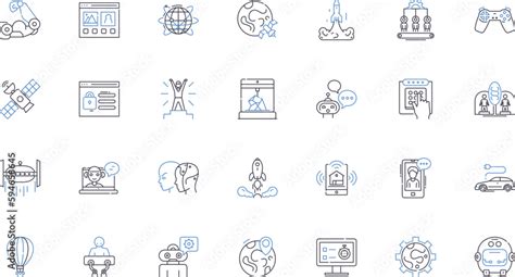 Nanotechnology Line Icons Collection Innovation Microscopic Nanoparticles Future Precision