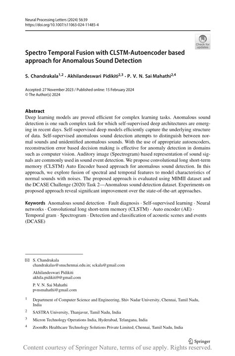 Pdf Spectro Temporal Fusion With Clstm Autoencoder Based Approach For