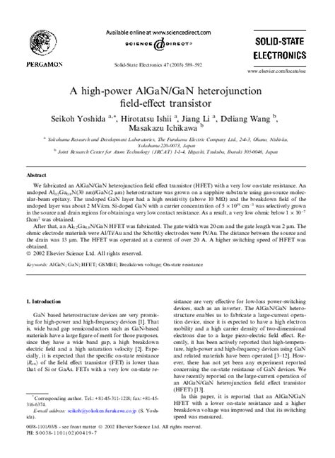 Pdf A High Power Algangan Heterojunction Field Effect Transistor