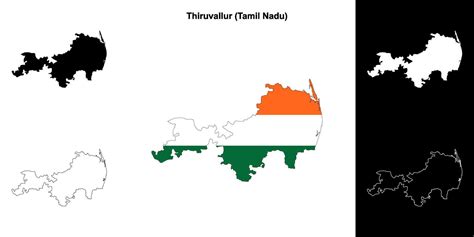 Thiruvallur District Tamil Nadu Blank Outline Map Set 56940049 Vector