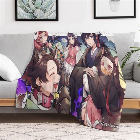 Demon Slayer Throw Blanket Flannel Tanjiro Nezuko Kocho X Walmart Com