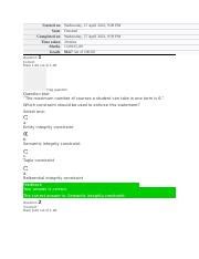 CS GRADED QUIZ UNIT Docx Started On State Completed On Time Taken Marks Grade Wednesday