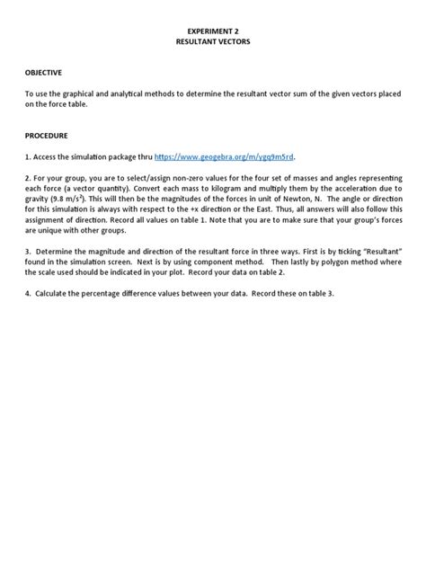 Experiment 2 Resultant Vectors Group 1 Download Free Pdf Euclidean