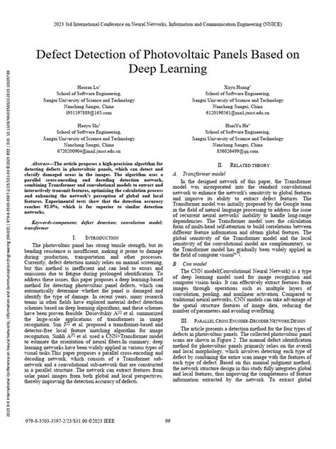 Defect Detection Of Photovoltaic Panels Based On Deep Learning Pdf Deep Learning Applied