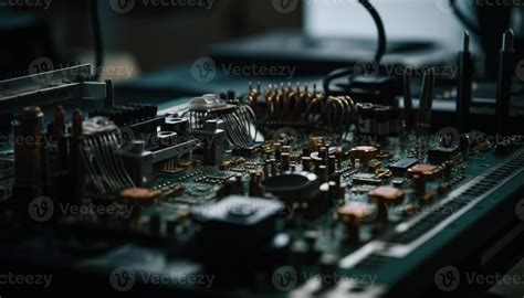 Complexity Of Computer Chip Industry Shown In Close Up Semiconductor Circuit Generated By Ai