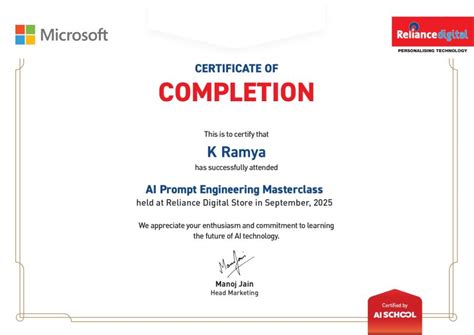 Ai Promptengineering Artificialintelligence Techskills Aischool Microsoft Reliancedigital