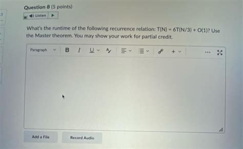 Solved Whats The Runtime Of The Following Recurrence