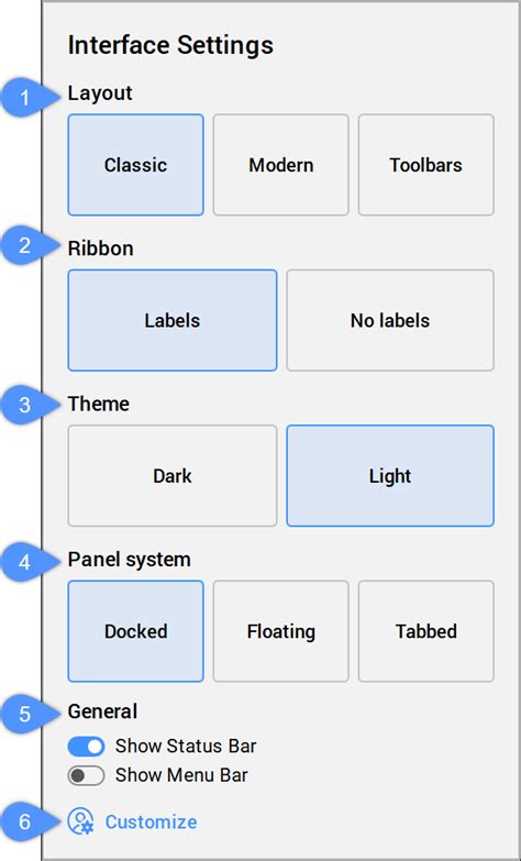 Interface Settings Dialog Box Bricscad Lite And Pro Bricsys Help Center