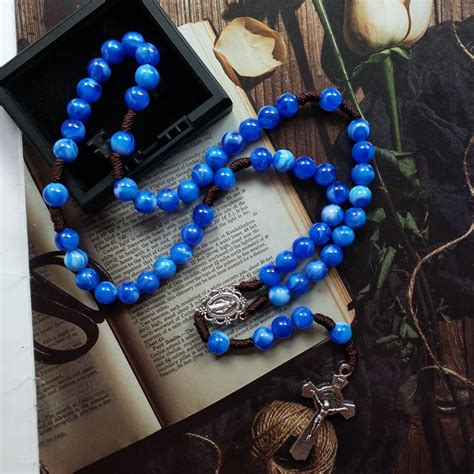 Cottvott католическая плетеная веревка цепочка Розарий Ожерелье с бусинами Дева Мария Христа