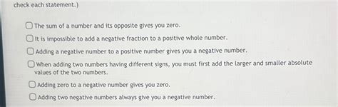 Solved Check Each Statement The Sum Of A Number And Its Chegg Com