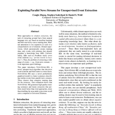 Exploiting Parallel News Streams For Unsupervised Event Extraction