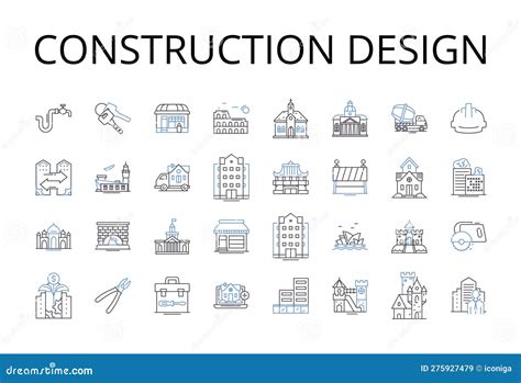 Planning Drafting Linear Icons Set Blueprint Sketch Outline Schematic Proposal Map