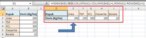 Belajar Microsoft Excel Penggunaan Rumus Index Untuk Transpose Data Excel