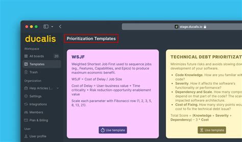 Prioritization Framework Templates