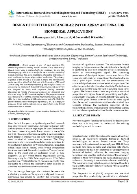 Pdf Design Of Slotted Rectangular Patch Array Antenna For Biomedical