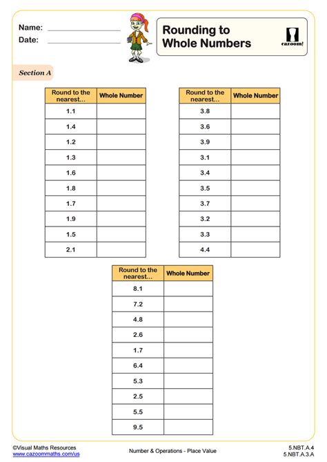 Rounding To Whole Numbers Pdf Printable Number And Operations Worksheets Library