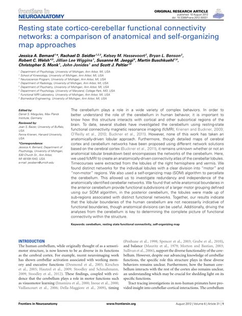 Pdf Resting State Cortico Cerebellar Functional Connectivity Networks A Comparison Of