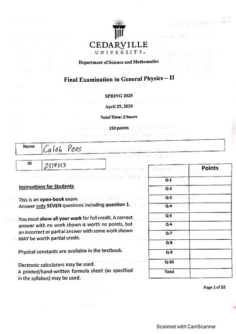 SOLUTION Physics Final Exam Studypool