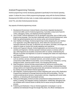 Android Programming Tutorials Pdf
