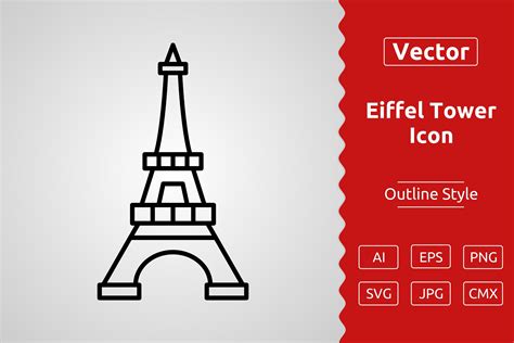 Vector Eiffel Tower Outline Icon Graphic By Muhammad Atiq Creative Fabrica
