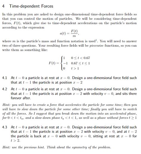 Solved Time Dependent ForcesIn This Problem You Are Asked Chegg Com