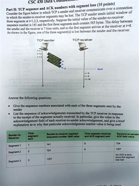 Get Answer Csc 430 Data Part Ii Tcp Sequence And Ack Numbers With